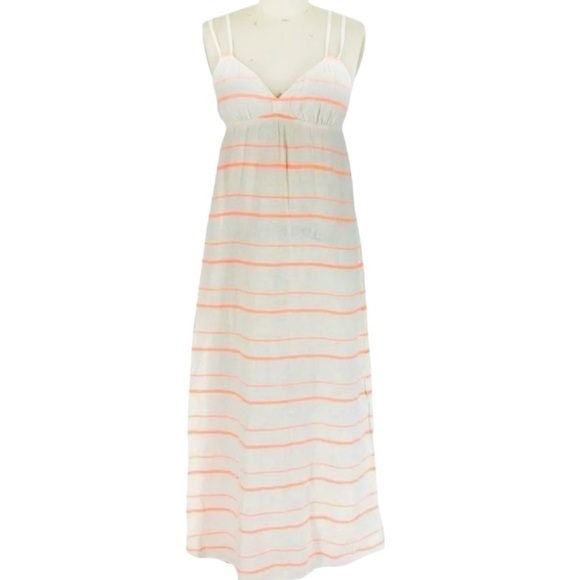 J. Crew | Dresses | J Crew Carefree White Orange Striped Linen ...